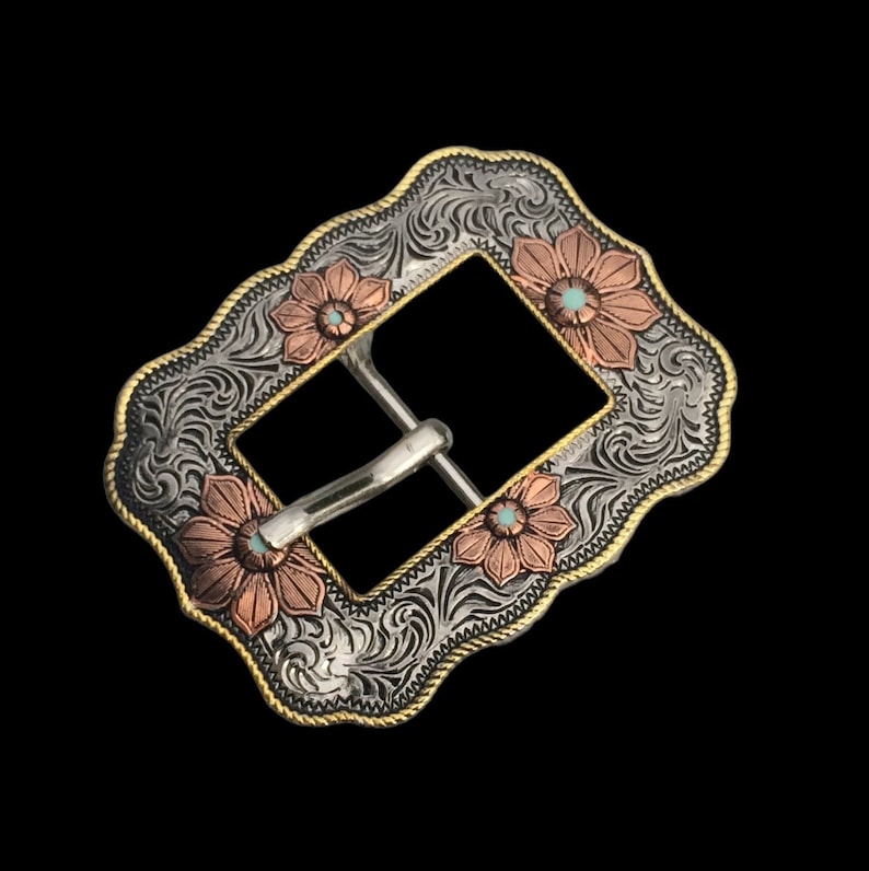 3/4" Floral Rope Edge Tri-color Cart Buckle - Etsy