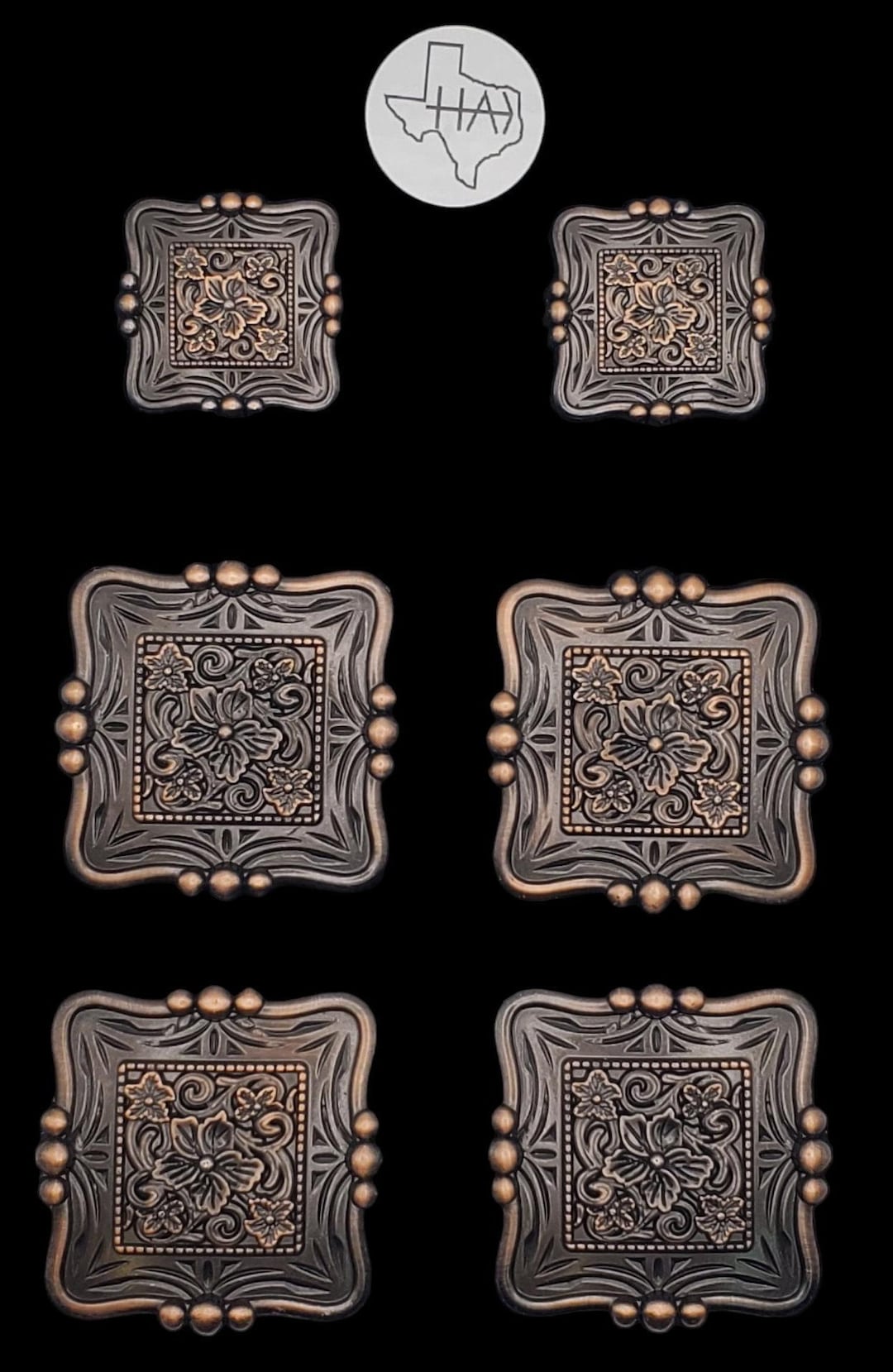 Set of 6 - Saddle Set Three Berry Concho Ant Copper (1/1.5) - Etsy