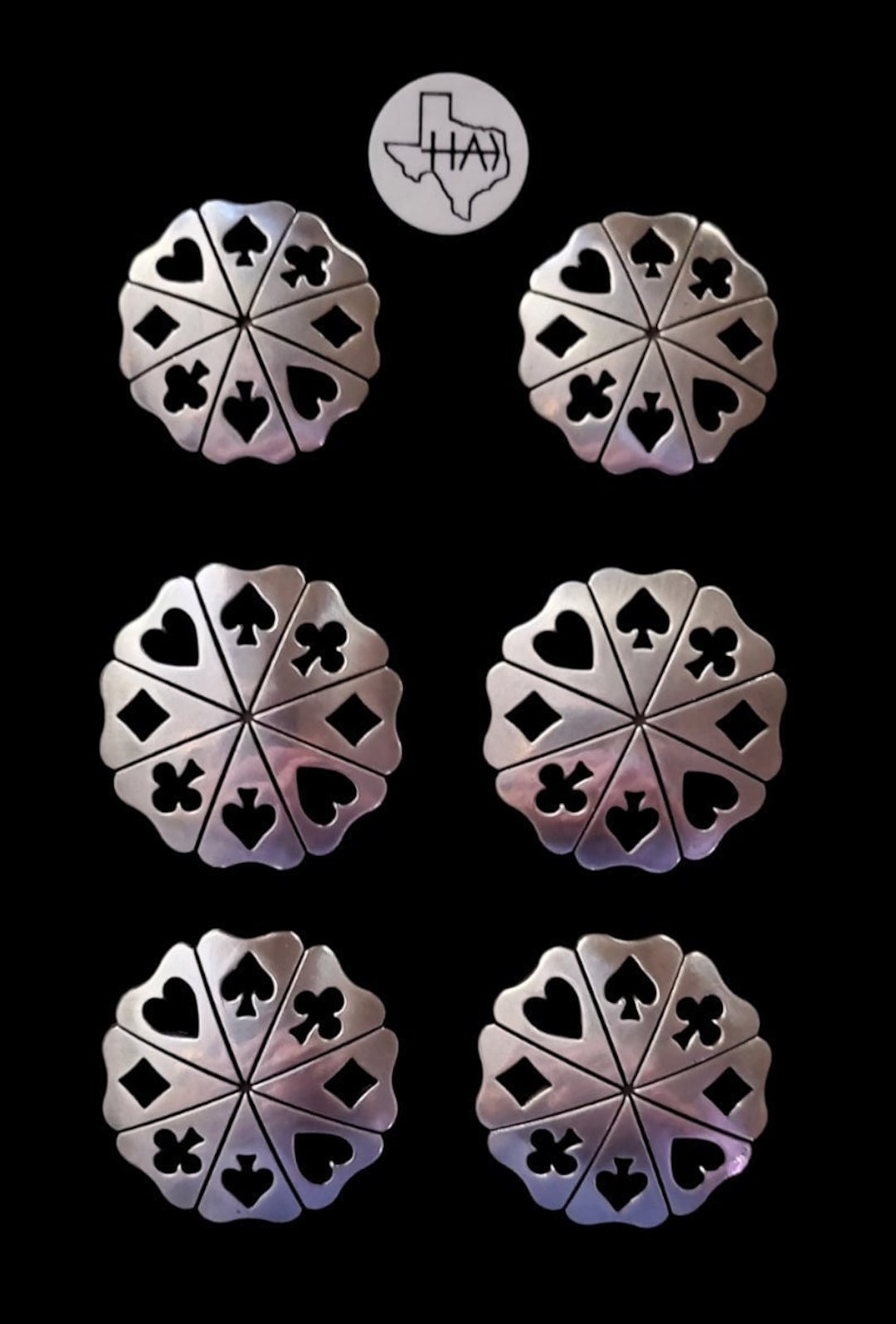 Set of 6 - Card Suit Saddle Set Conchos - Etsy