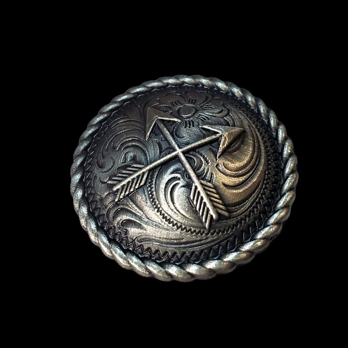 Set of 6 - Saddle Set Conchos With Arrows in Antique Nickel - Etsy
