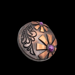 Set of 6 - New West Saddle Concho Set Antique Nickel, Copper and Purple ...