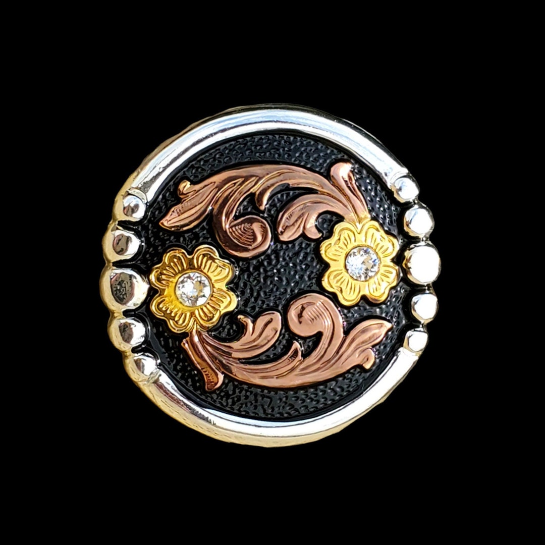 1-1/2" Tri-color Western Rose Screw Back Concho - Etsy