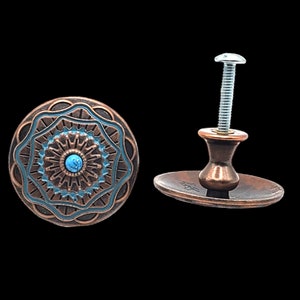 Texico Turquoise Cabinet Knobs (pair) Antique Copper - Etsy
