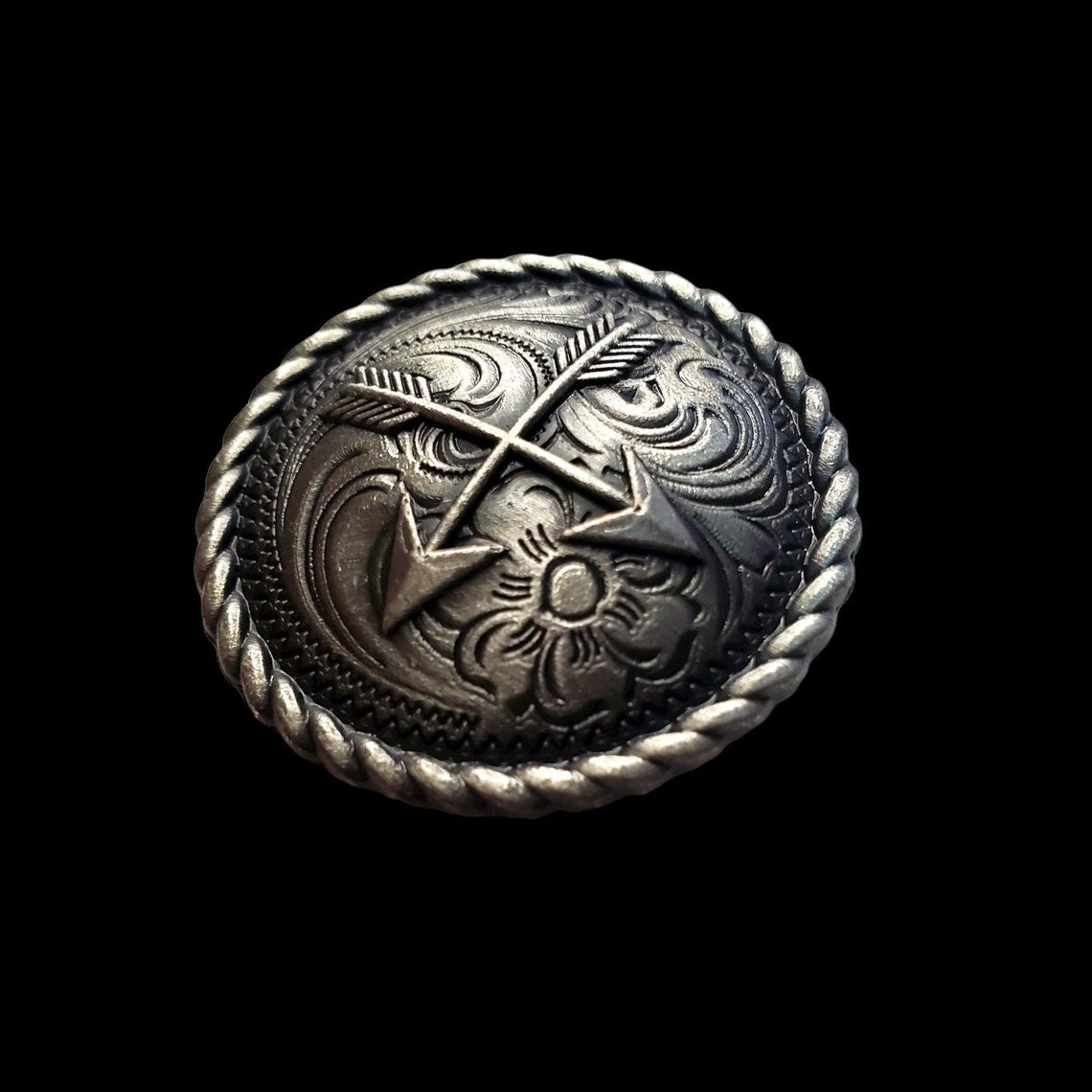 Set of 6 Saddle Set Conchos With Arrows in Antique Nickel - Etsy
