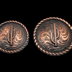Set of 6 - Saddle Set Conchos With Cactus in Antique Copper - Etsy