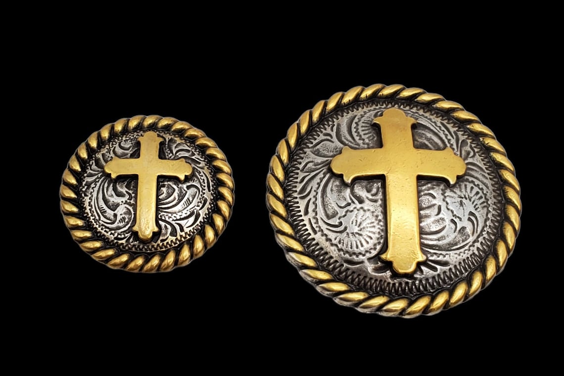 Set of 6 Saddle Set Cross Conchos 6 W Antique Sterling & - Etsy