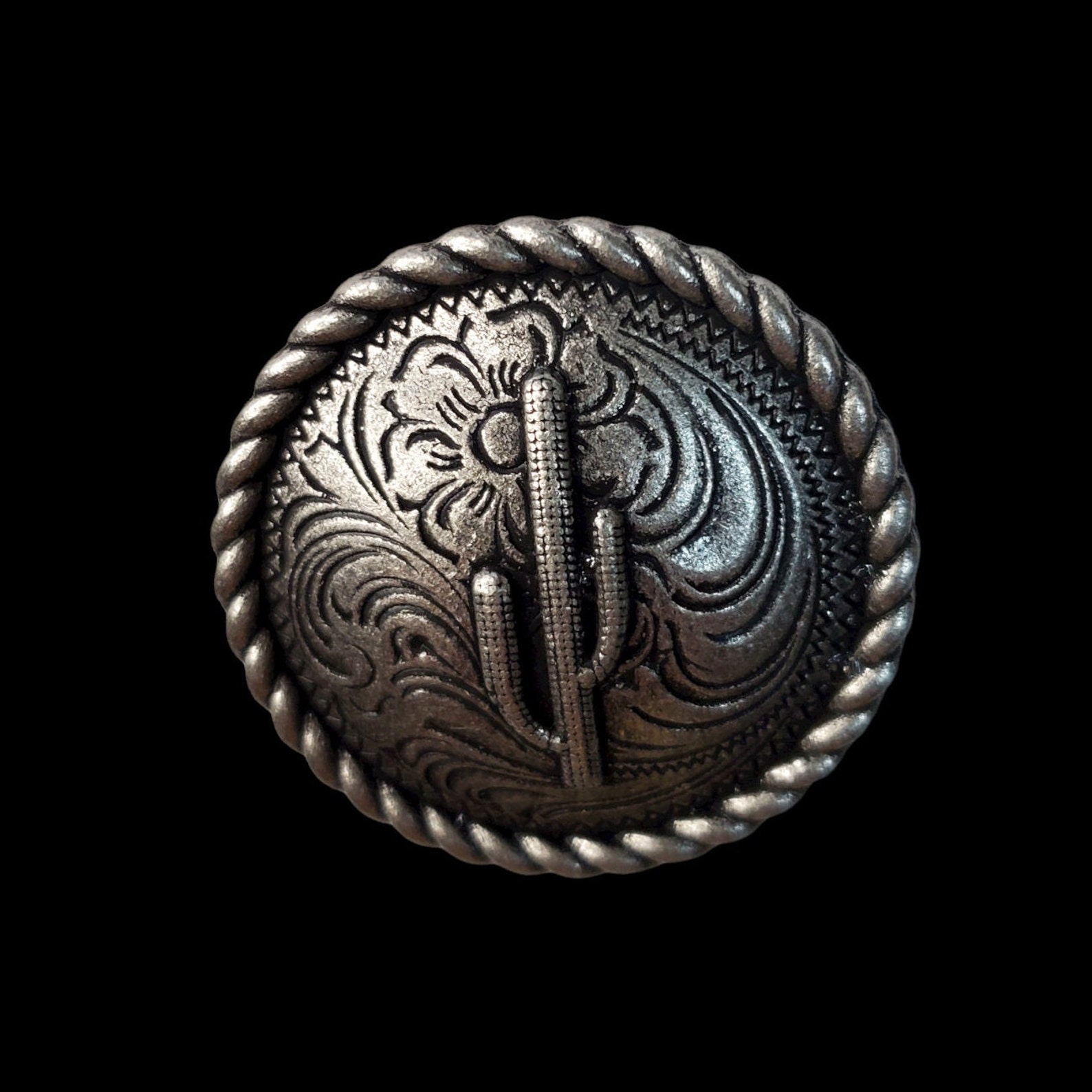 1-1/2 Screw Back Cactus Concho Ant Silver - Etsy