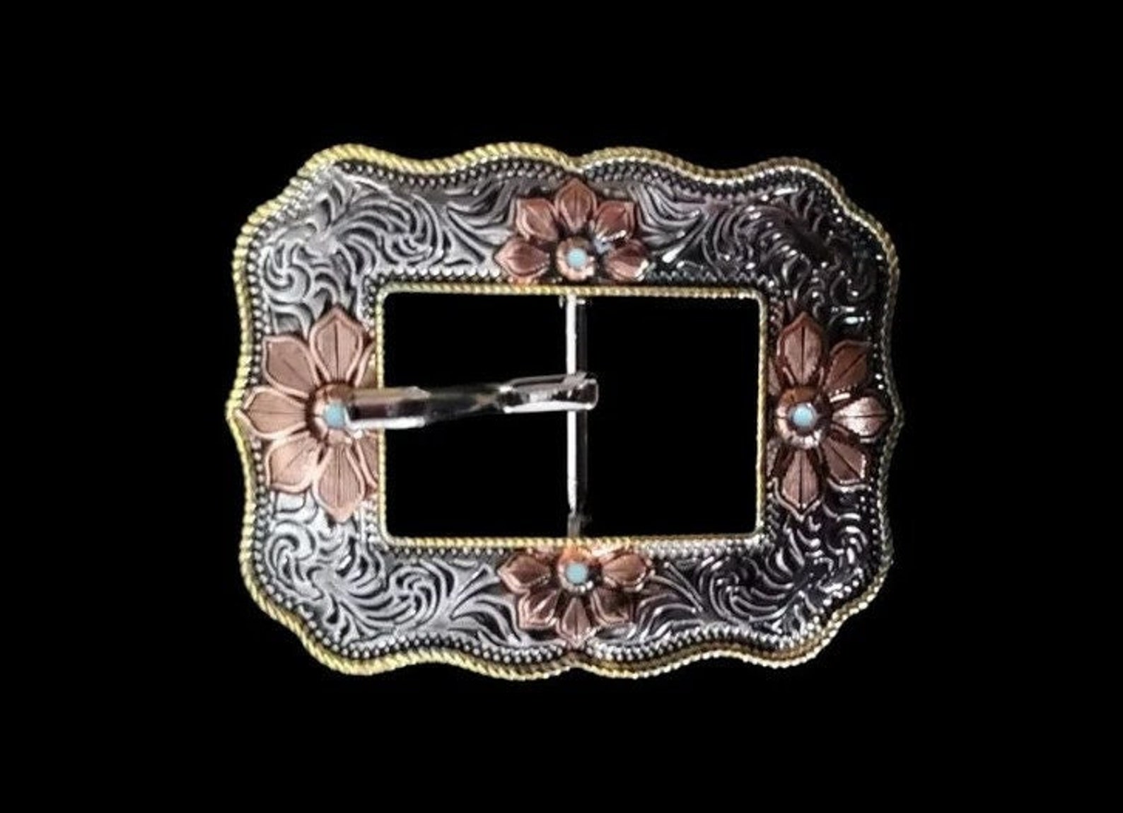 3/4 Floral Rope Edge Tri-color Cart Buckle - Etsy