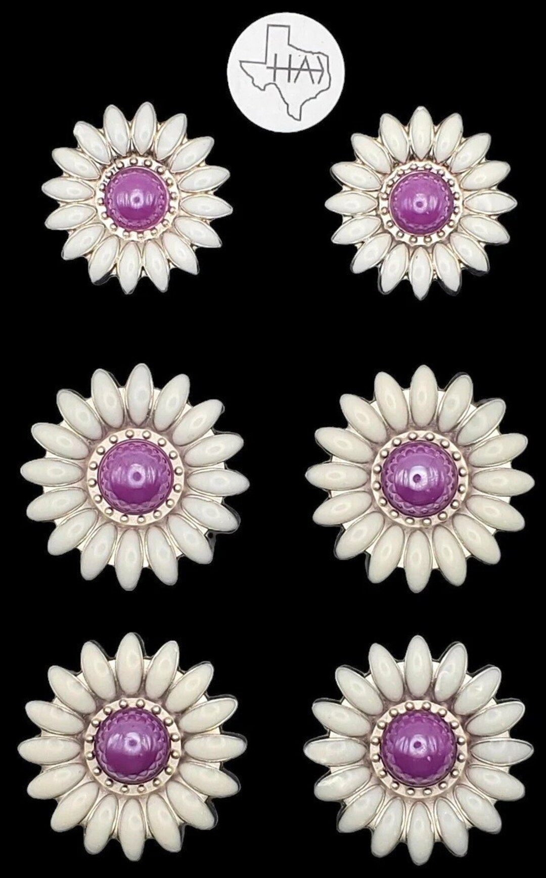 Set of 6 - Saddle Set Daisy Conchos With Purple Centers - Etsy