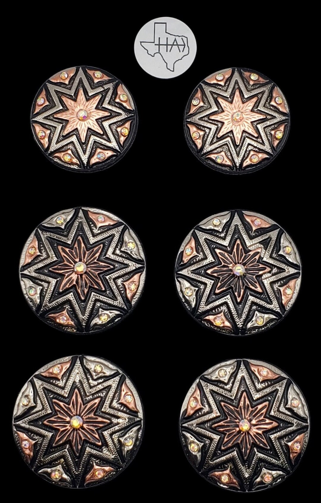 Set of 6 - Angel Fire Saddle Concho Set - Etsy