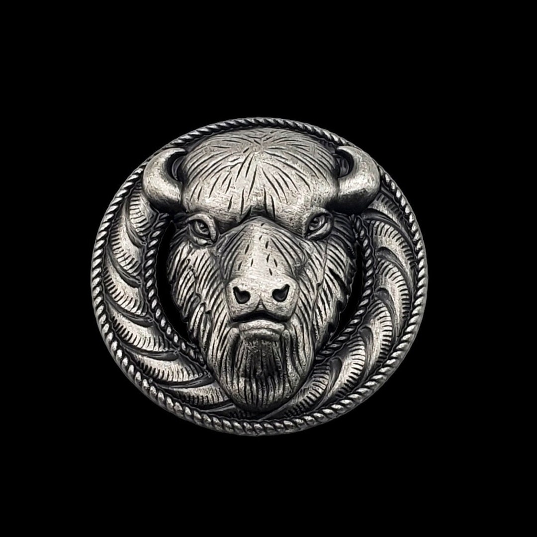 1-3/8" Buffalo Head Screw-back Concho ANP - Etsy