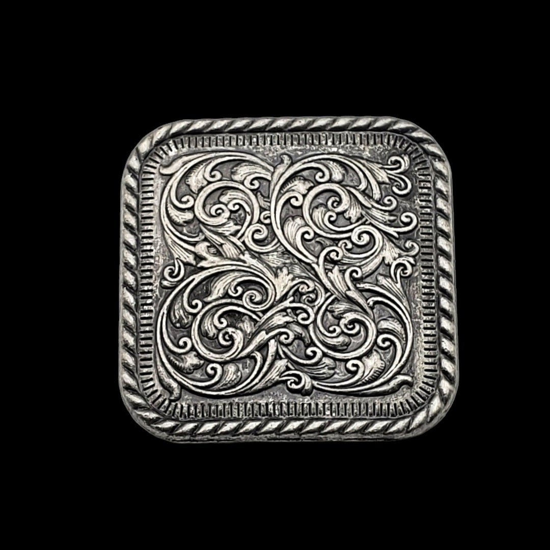 1-1/2" Screw Back Florid Square Concho Ant Silver - Etsy