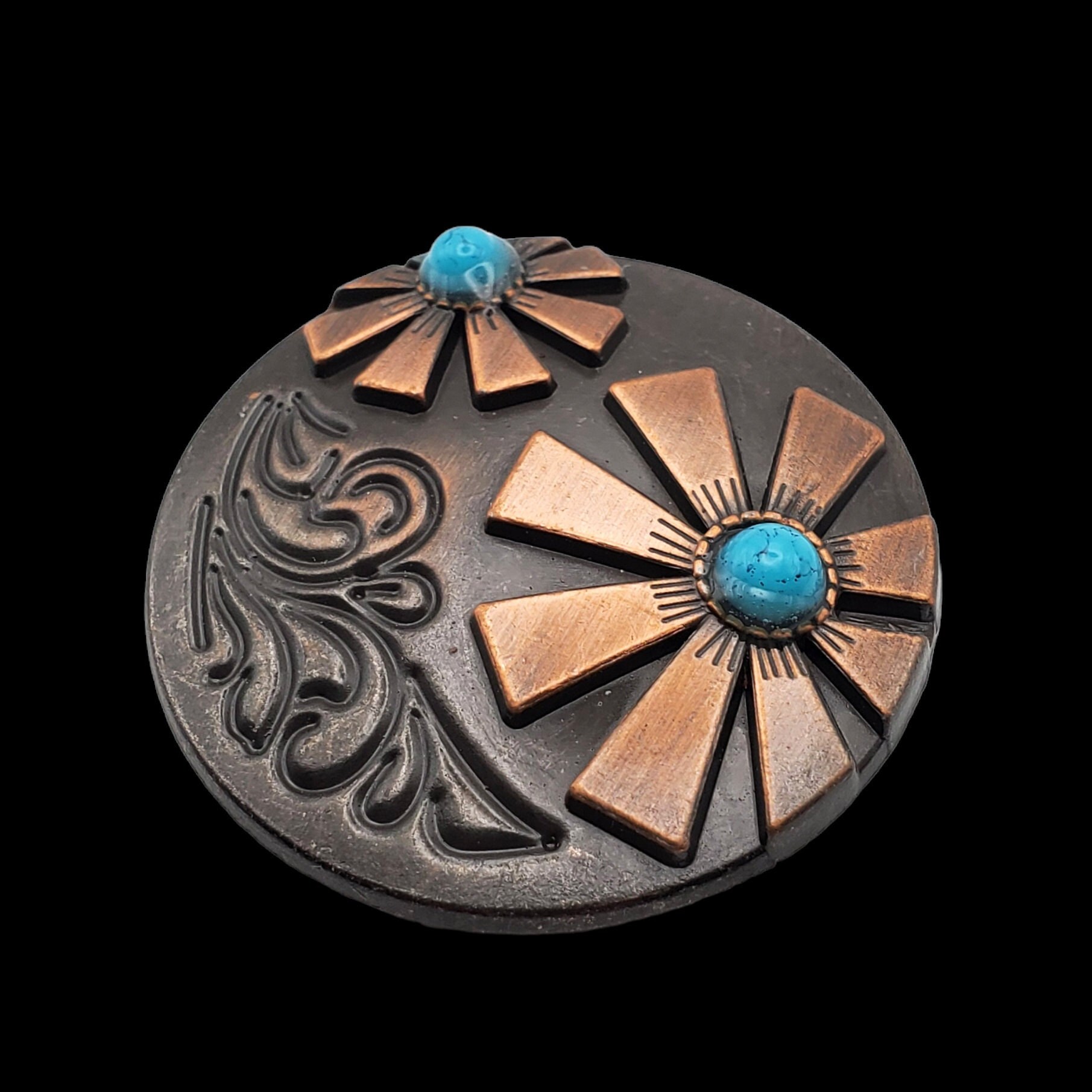 Set of 6 - New West Saddle Concho Set Antique Nickel, Copper and ...
