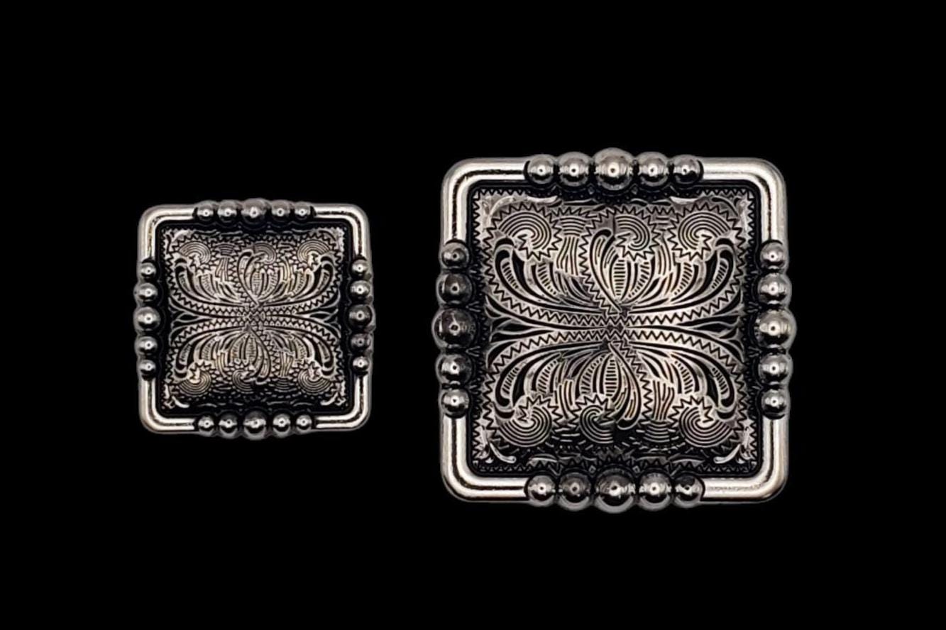 Set of 6 - Saddle Set Stock Show Square Conchos in Nickel Plating - Etsy