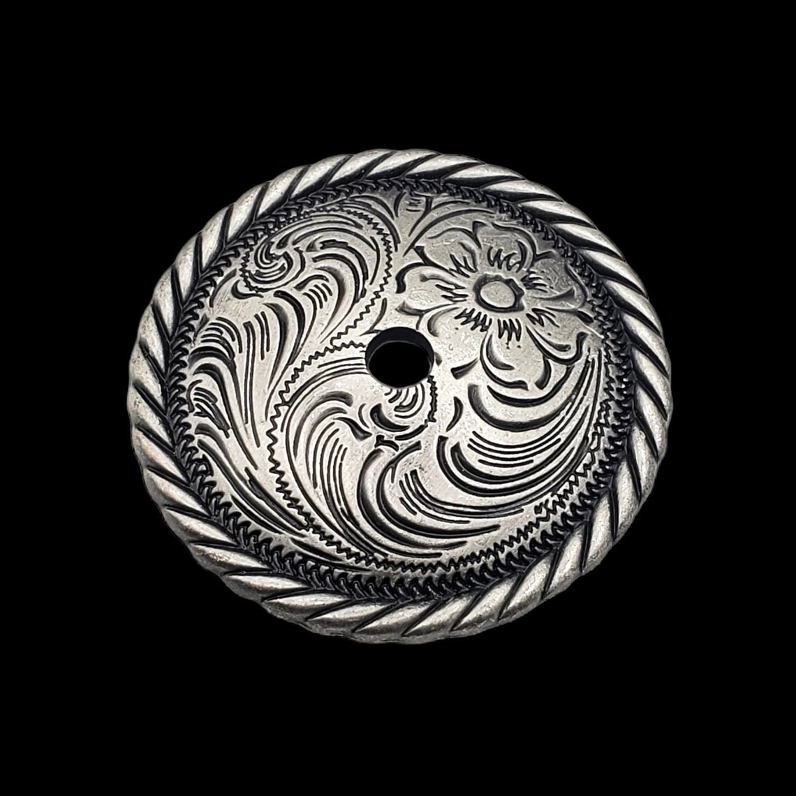 2-1/4 Floral Rope Edge W/hole Antique Silver - Etsy