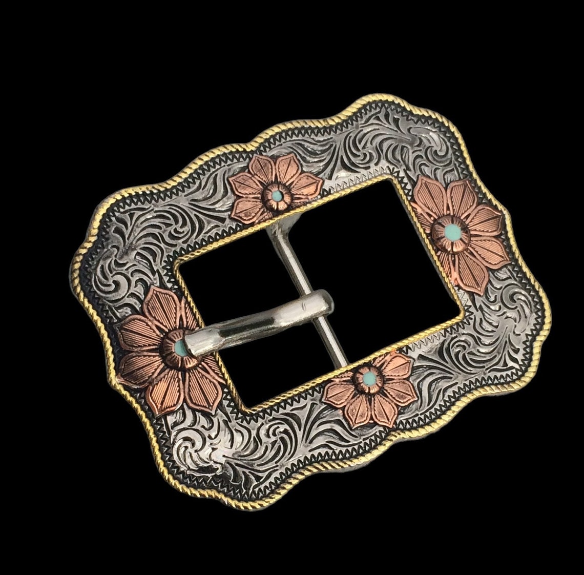 3/4" Floral Rope Edge Tri-color Cart Buckle - Etsy