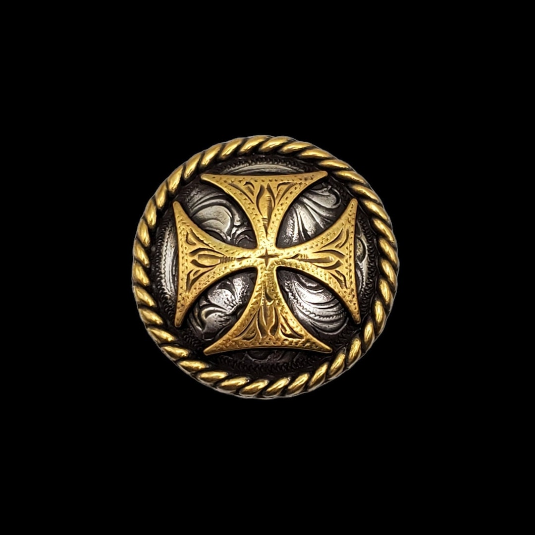 1-1/2" Floral Rope Edge Maltese Cross HRSPGP Screw-back Concho - Etsy