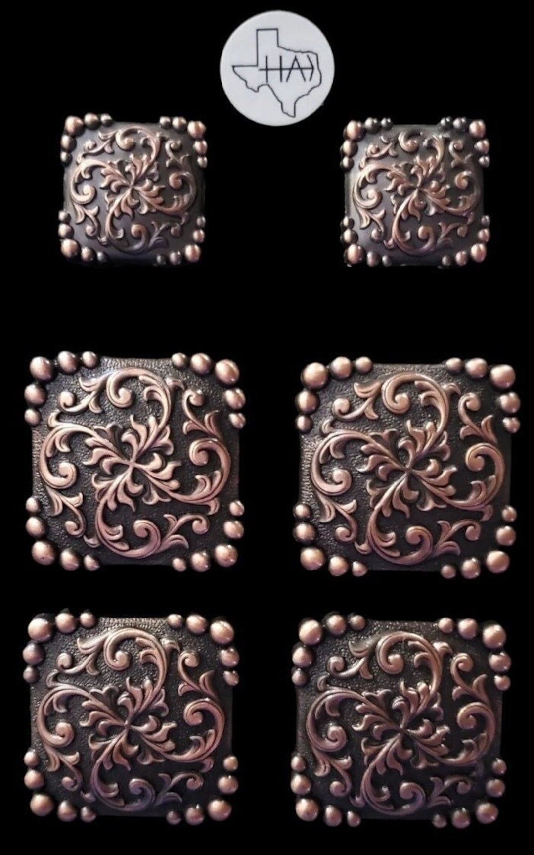 Set of 6 Saddle Set Yuma Conchos in Antique Copper 1/1.5 - Etsy