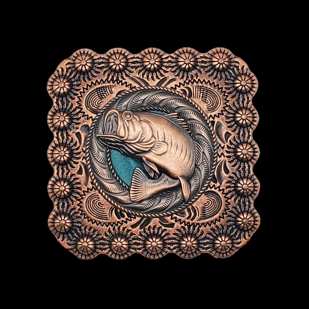 2-1/4" Bass Square Concho Antique Copper Plated - Etsy