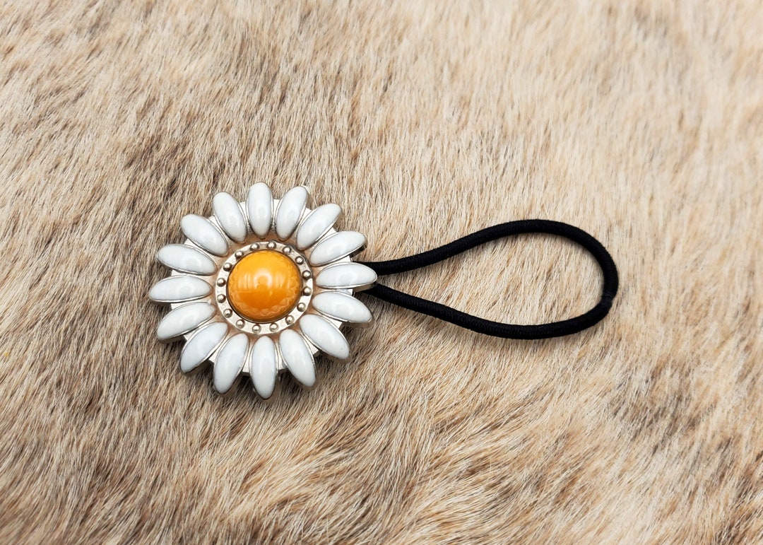 Daisy White/yellow Ponytail Holder - Etsy