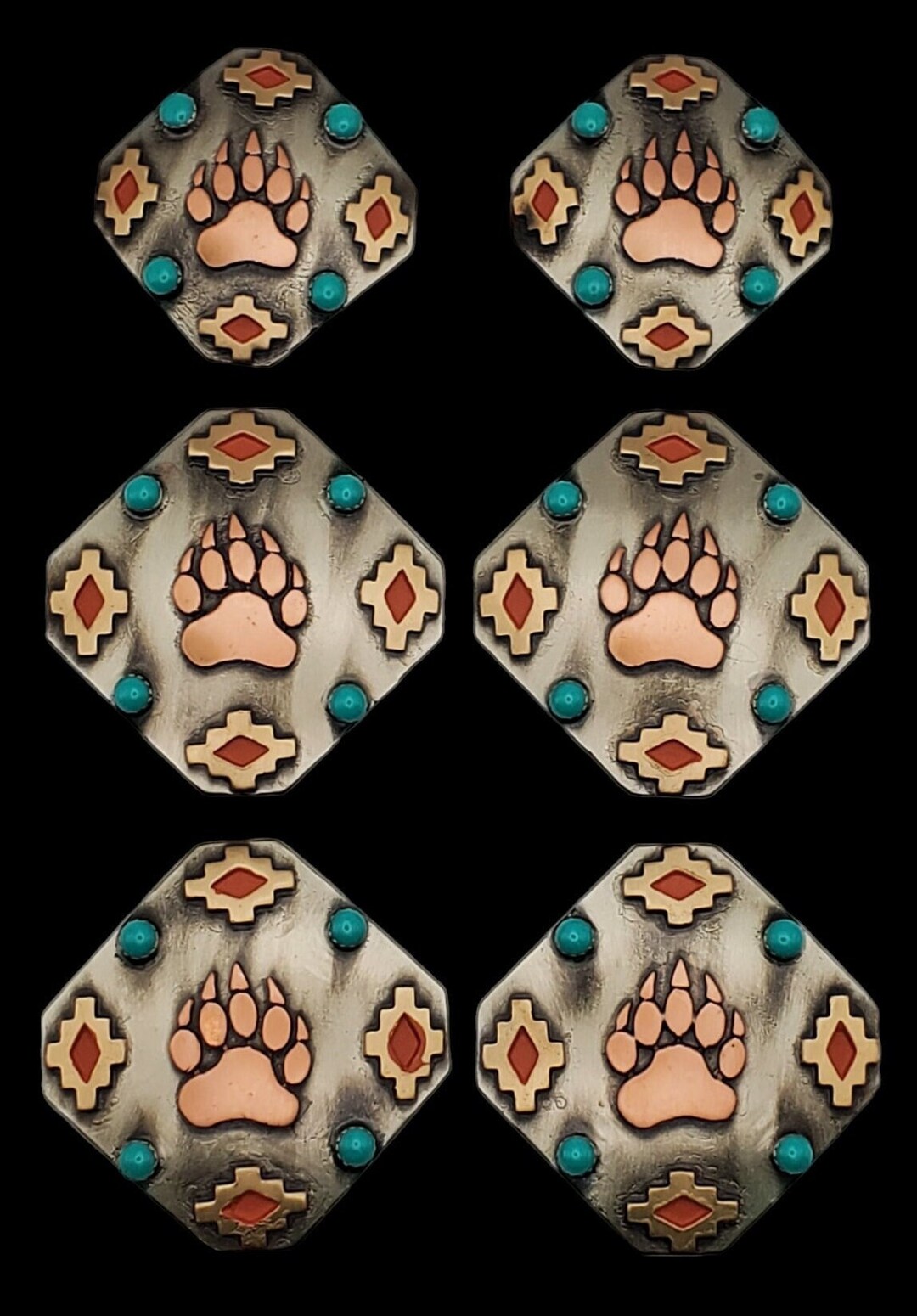 Set of 6 -- Copper Paw Concho Saddle Set - Etsy