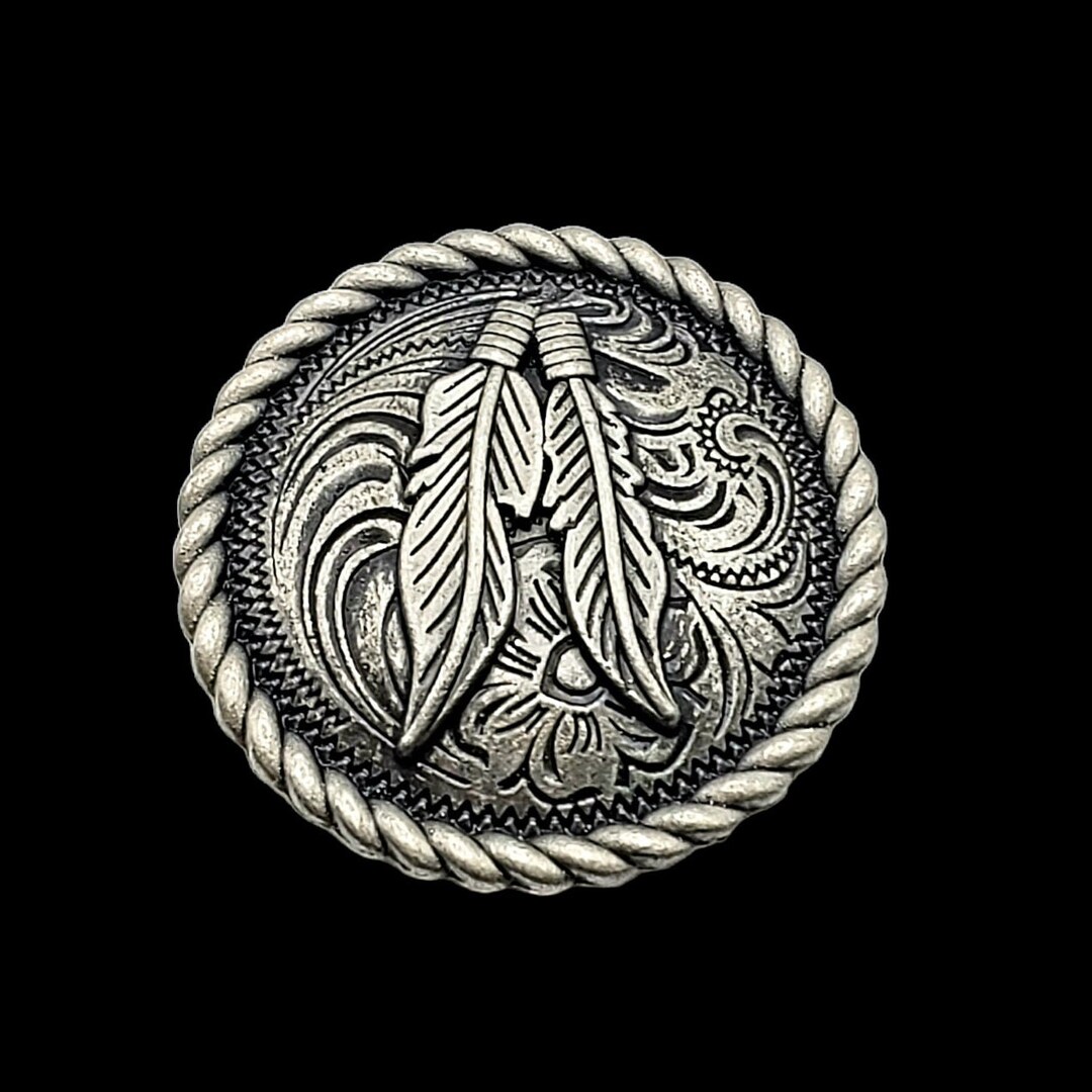 1-1/2" Feathers Concho Antique Nickle Screw-back - Etsy