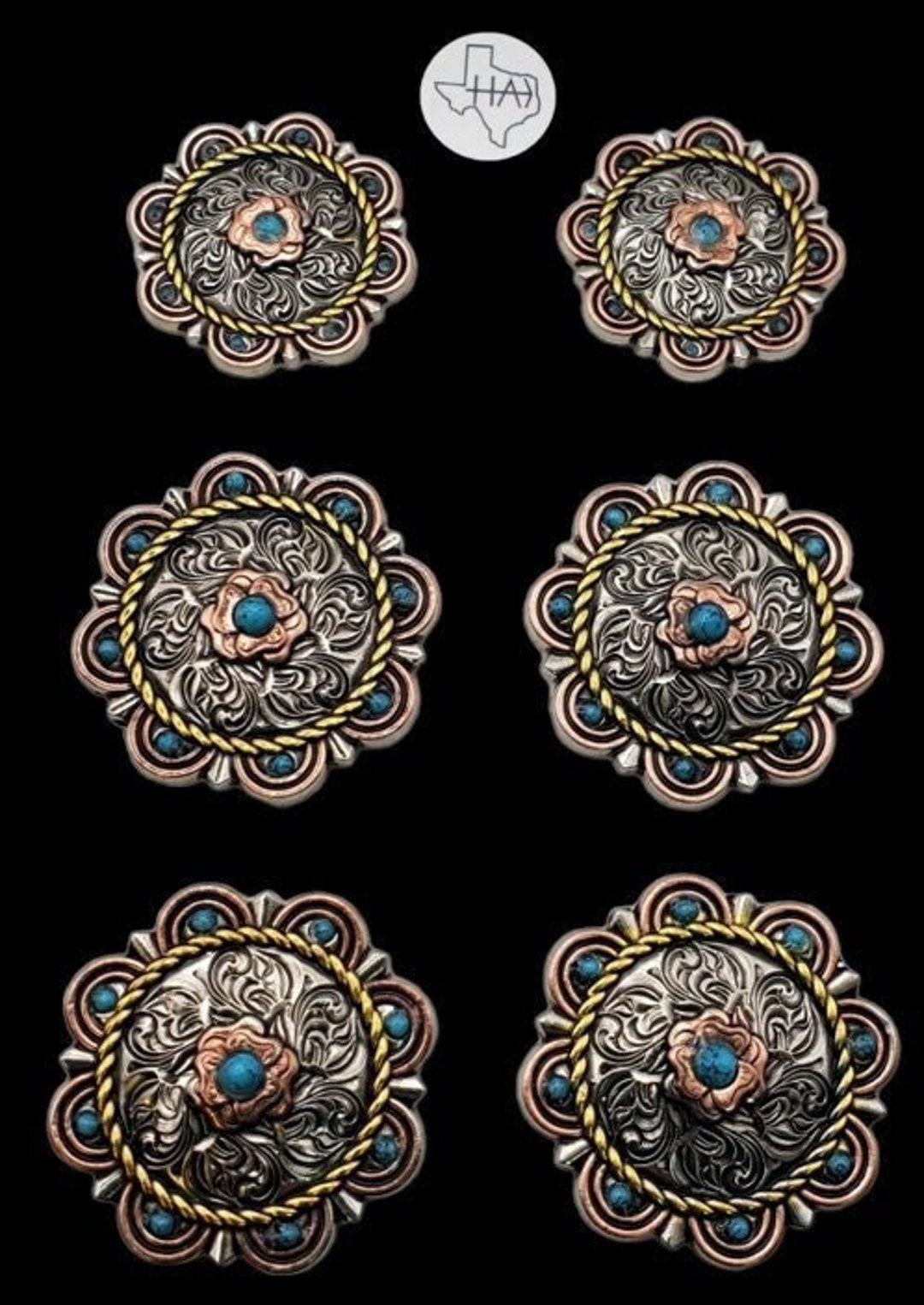 Set of 6 - City Slicker Saddle Concho Set - Etsy