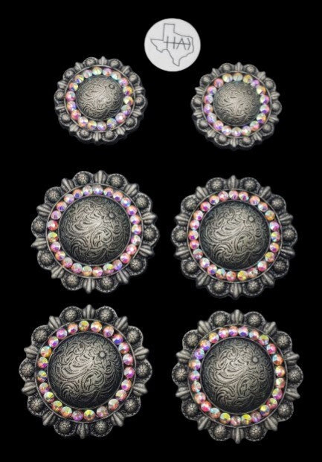 Set of 6 - Saddle Concho Set Clear AB Crystal Cabs - Etsy