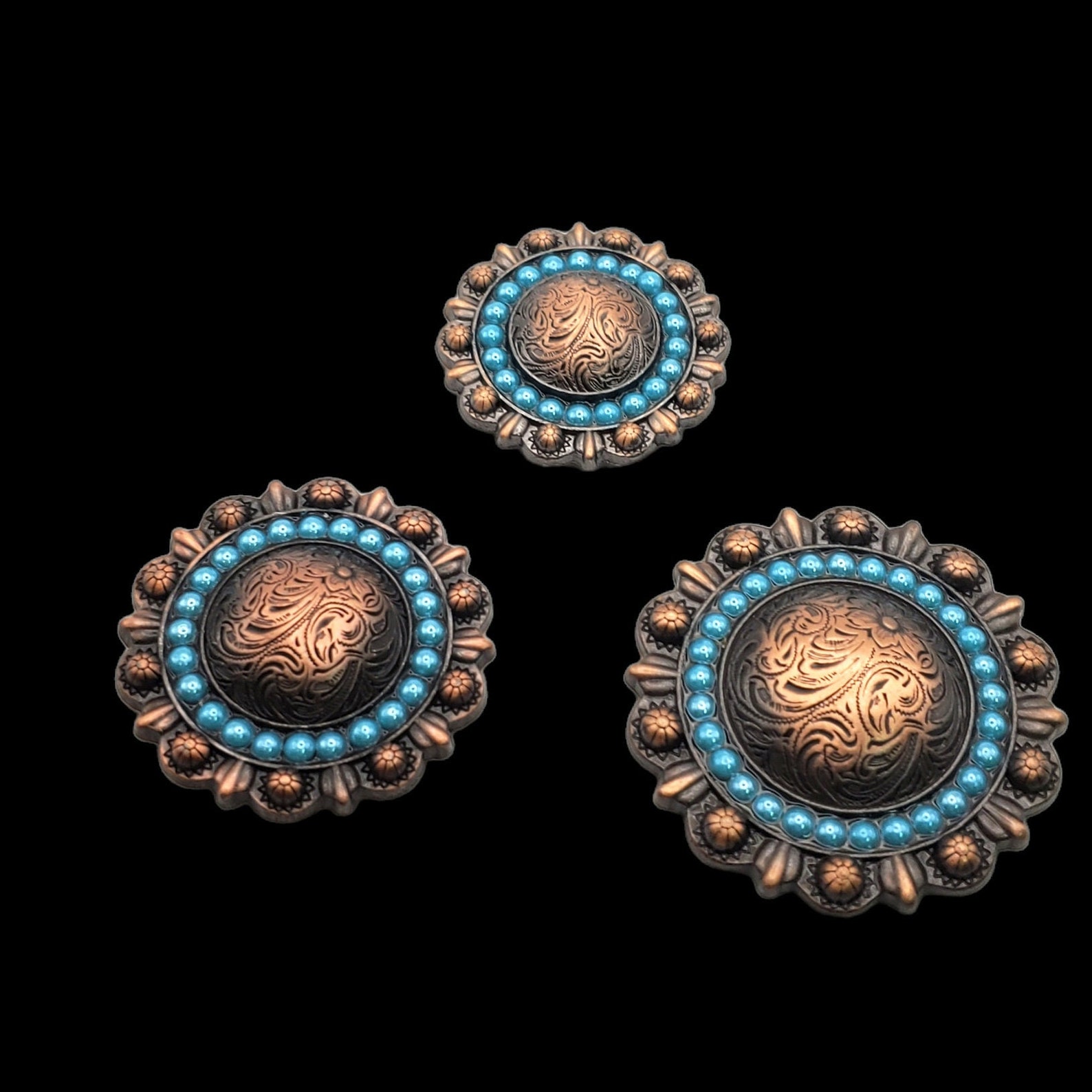 Turquoise Cabochon Antique Copper Berry Screw-back Concho - Etsy