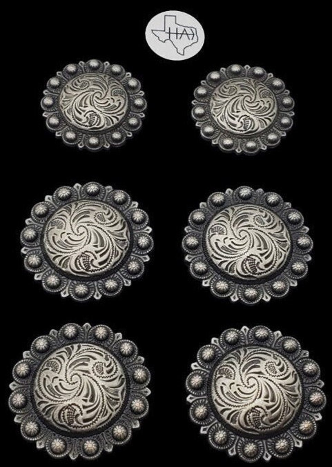 Set of 6 - Economy Saddle Set Flat Berry Conchos ANP - Etsy