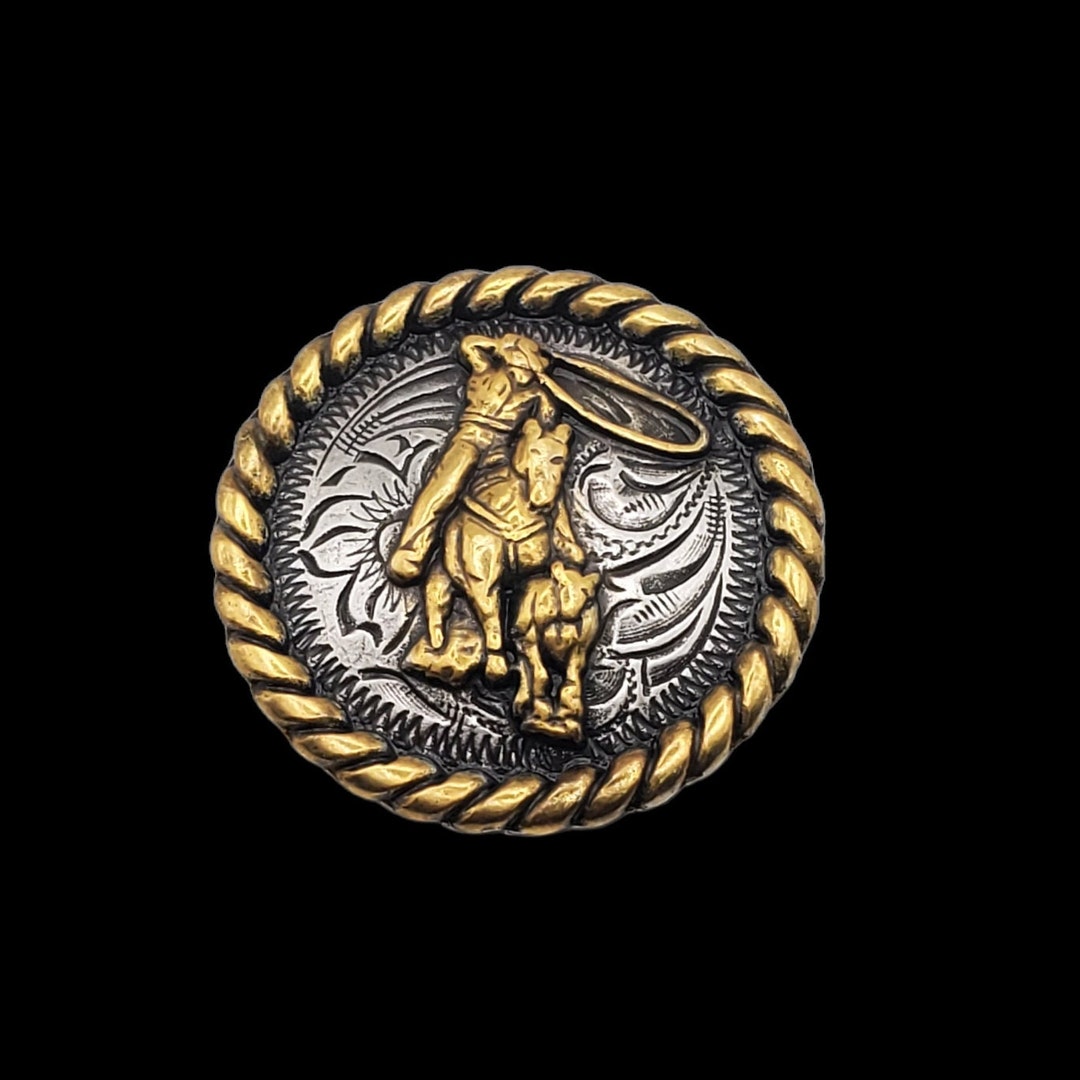 1-1/4" Floral Rope Edge Calf Roper HRSPGP2 Screwback Concho - Etsy