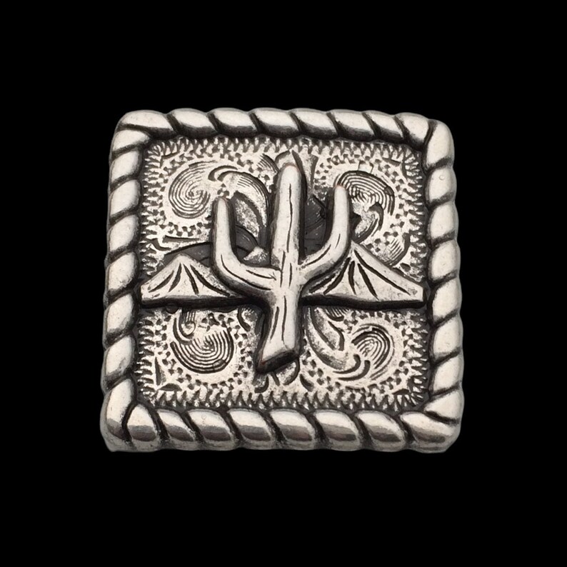 1-1/4 Screw Back Square Cactus Concho Ant Silver - Etsy