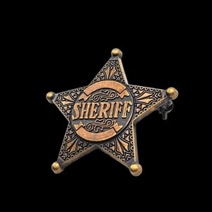 1-1/2" Antique Brass Pin-back Sheriff Badge - Etsy
