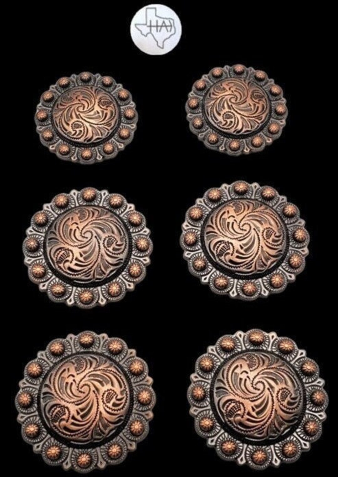 Set of 6 - Economy Saddle Set Flat Berry Conchos ACP - Etsy