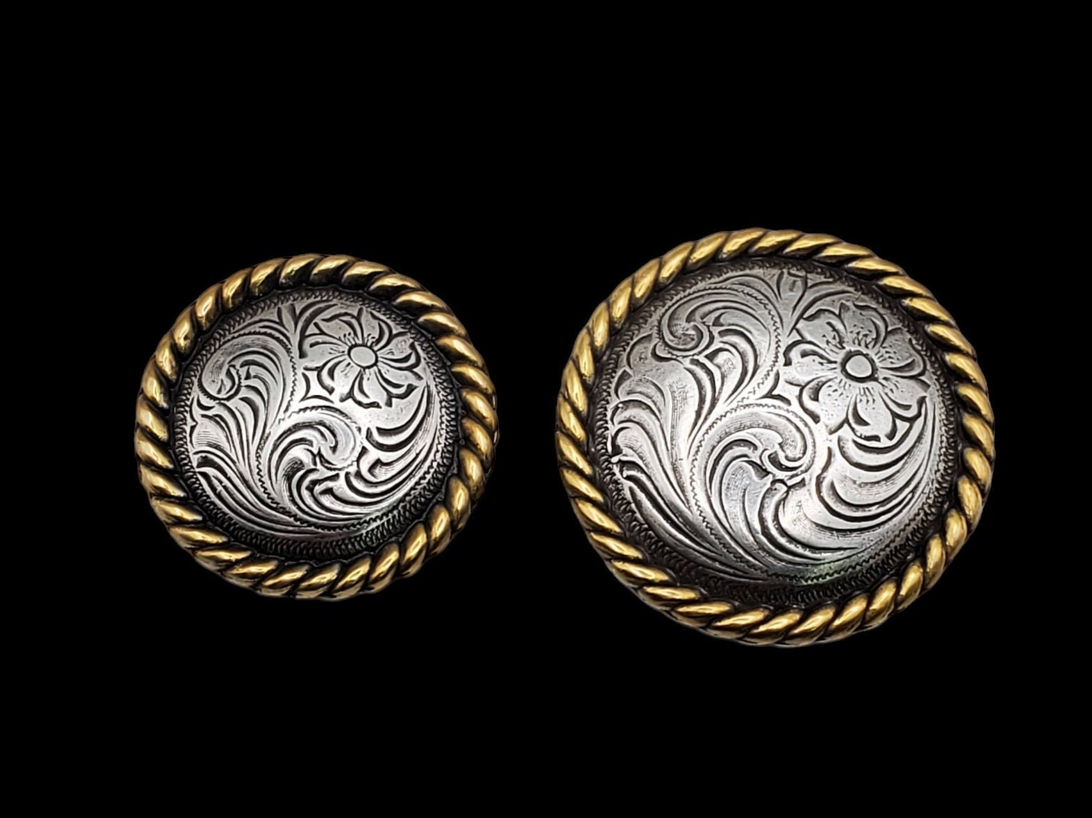 Set of 6 - Saddle Set Floral Rope Edge Conchos HRSPGP - Etsy