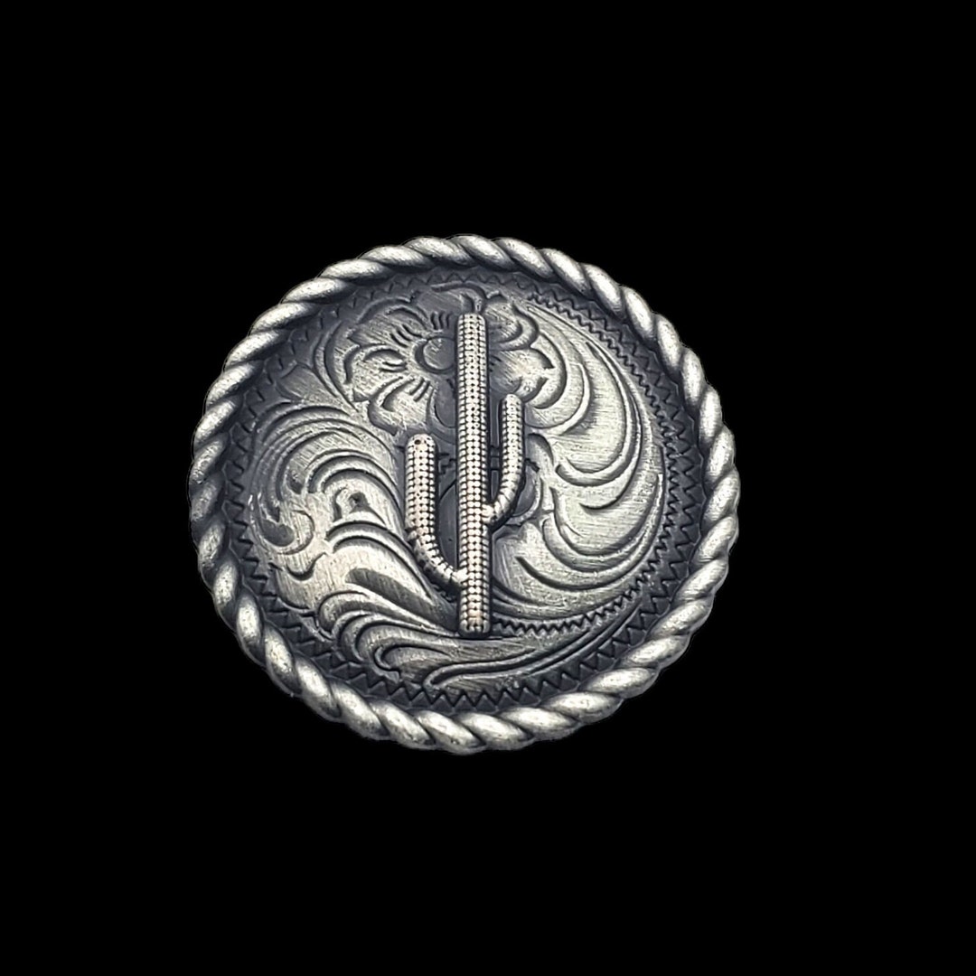 1-1/2" Screw-back Cactus Concho Ant Silver - Etsy