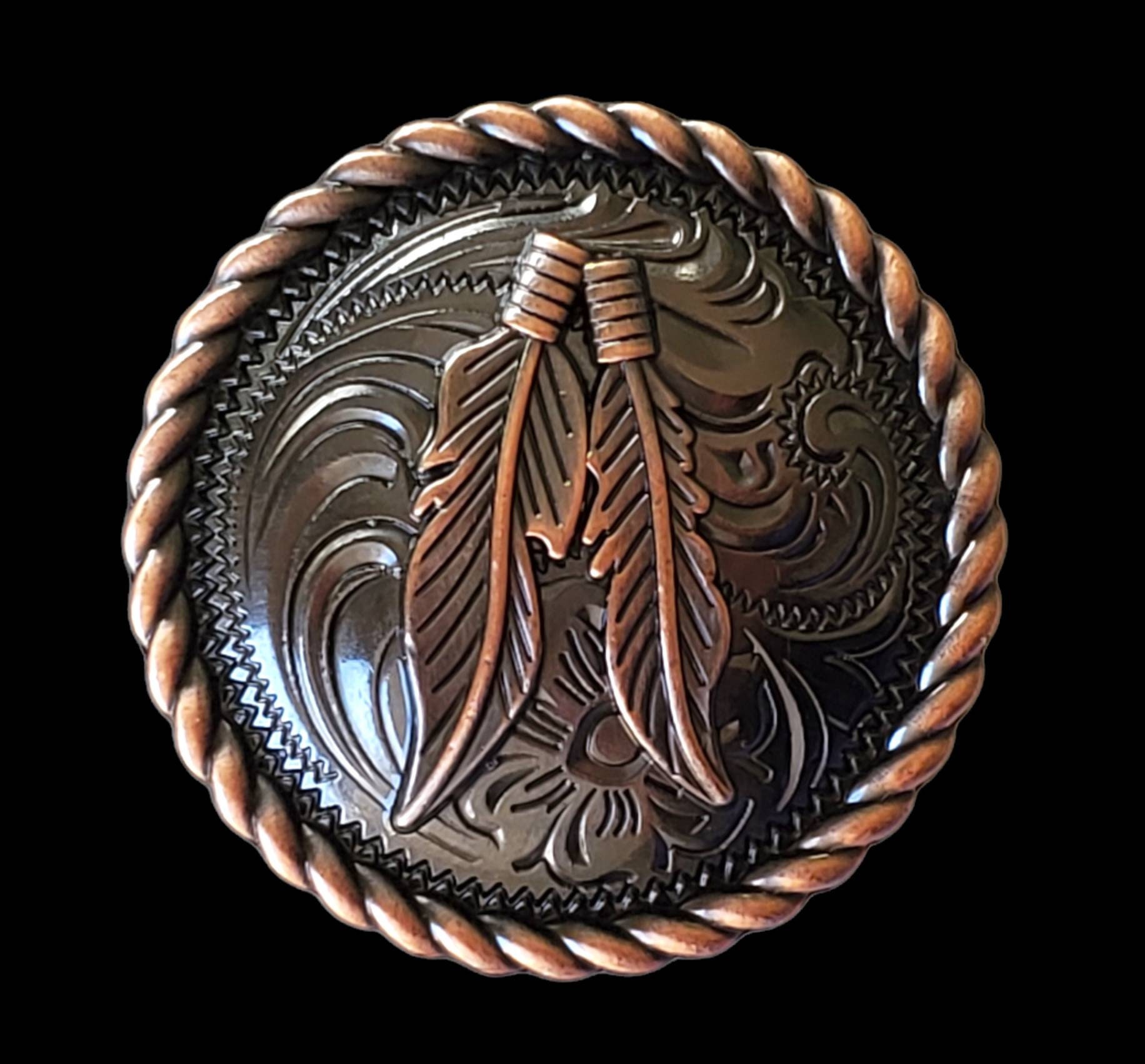 1-1/2" Feathers Concho Antique Copper Screw-back - Etsy