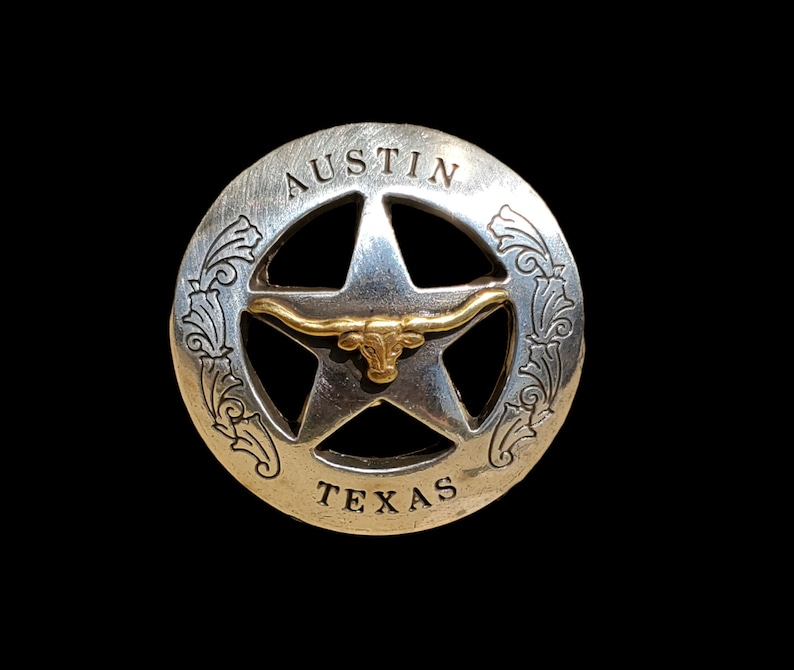1 1/8 Austin Texas Ranger Star Longhorn Concho - Etsy