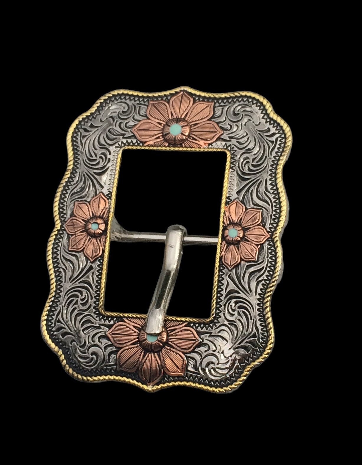 3/4" Floral Rope Edge Tri-color Cart Buckle - Etsy