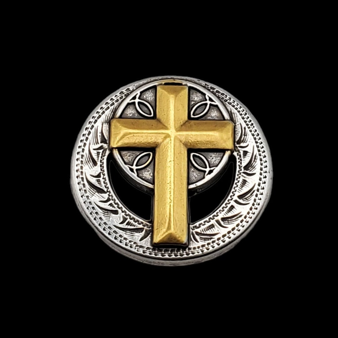 1-1/4" Engraved Border Texhas Cross Concho HRSPGP Screwback Concho - Etsy