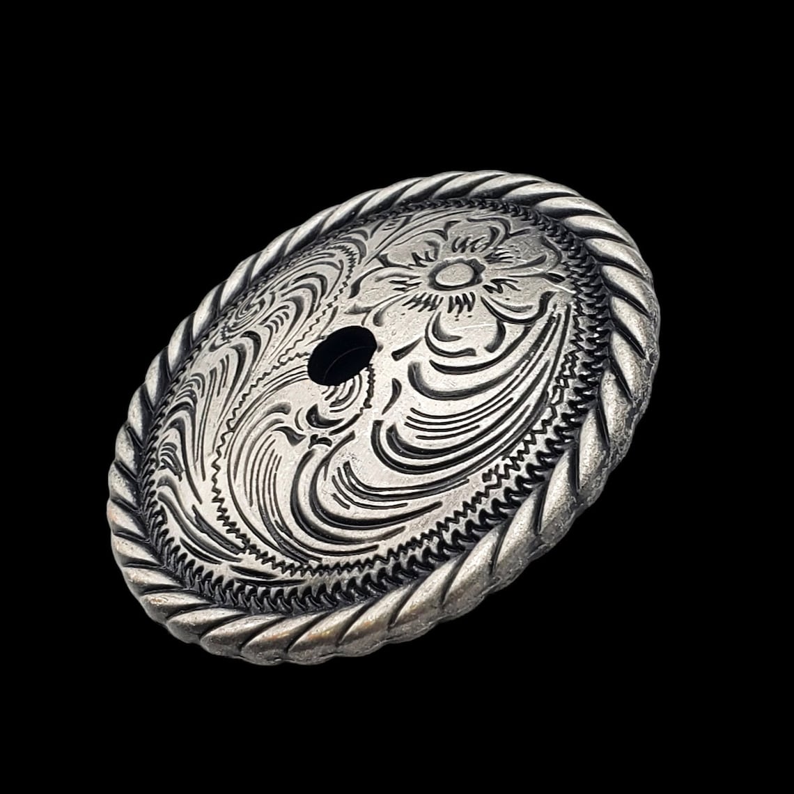 2-1/4" Floral Rope Edge W/hole Antique Silver - Etsy