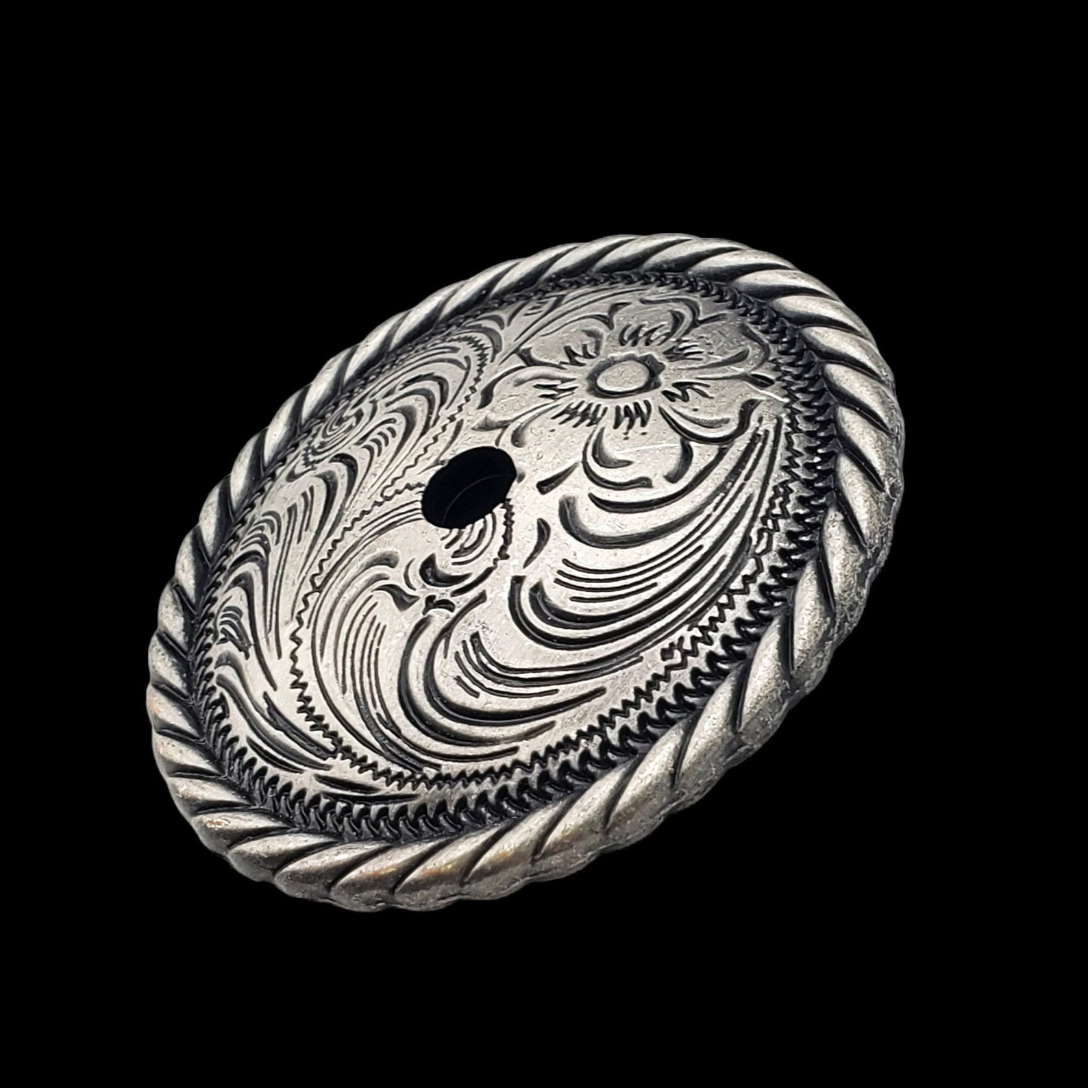 2-1/4 Floral Rope Edge W/hole Antique Silver - Etsy