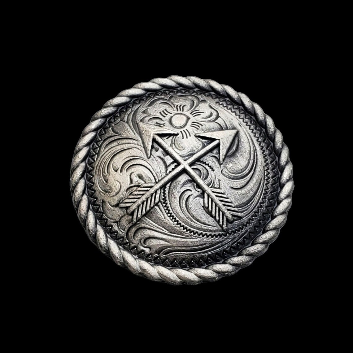 Set of 6 Saddle Set Conchos With Arrows in Antique Nickel - Etsy