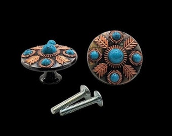 Colour Turquoise Stone Drawer Knobs Retro Silver Cabinet Knobs With Turquoise Stone Large Drawer ...