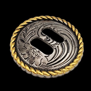 1-1/2" Slotted Rope Edge Floral Concho Nickel and Brass Plated With ...