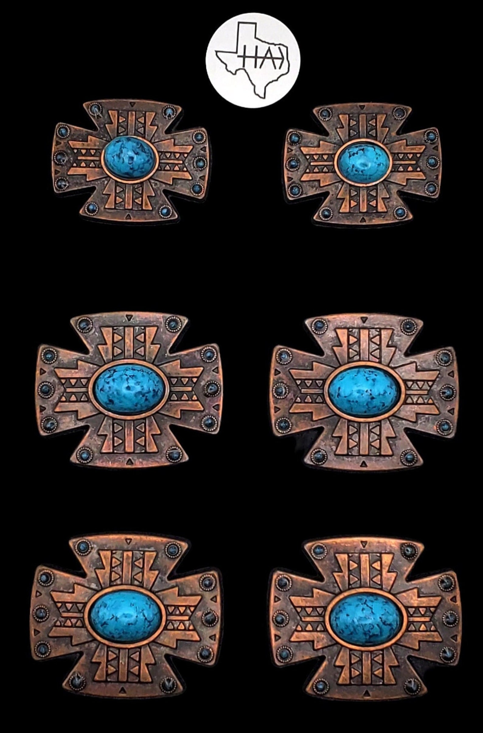 Set of 6 Santa Cruz Saddle Concho Set Antique Copper and - Etsy