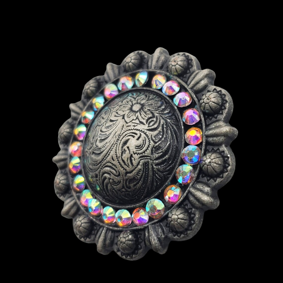 Set of 6 Saddle Concho Set Clear AB Crystal Cabs - Etsy