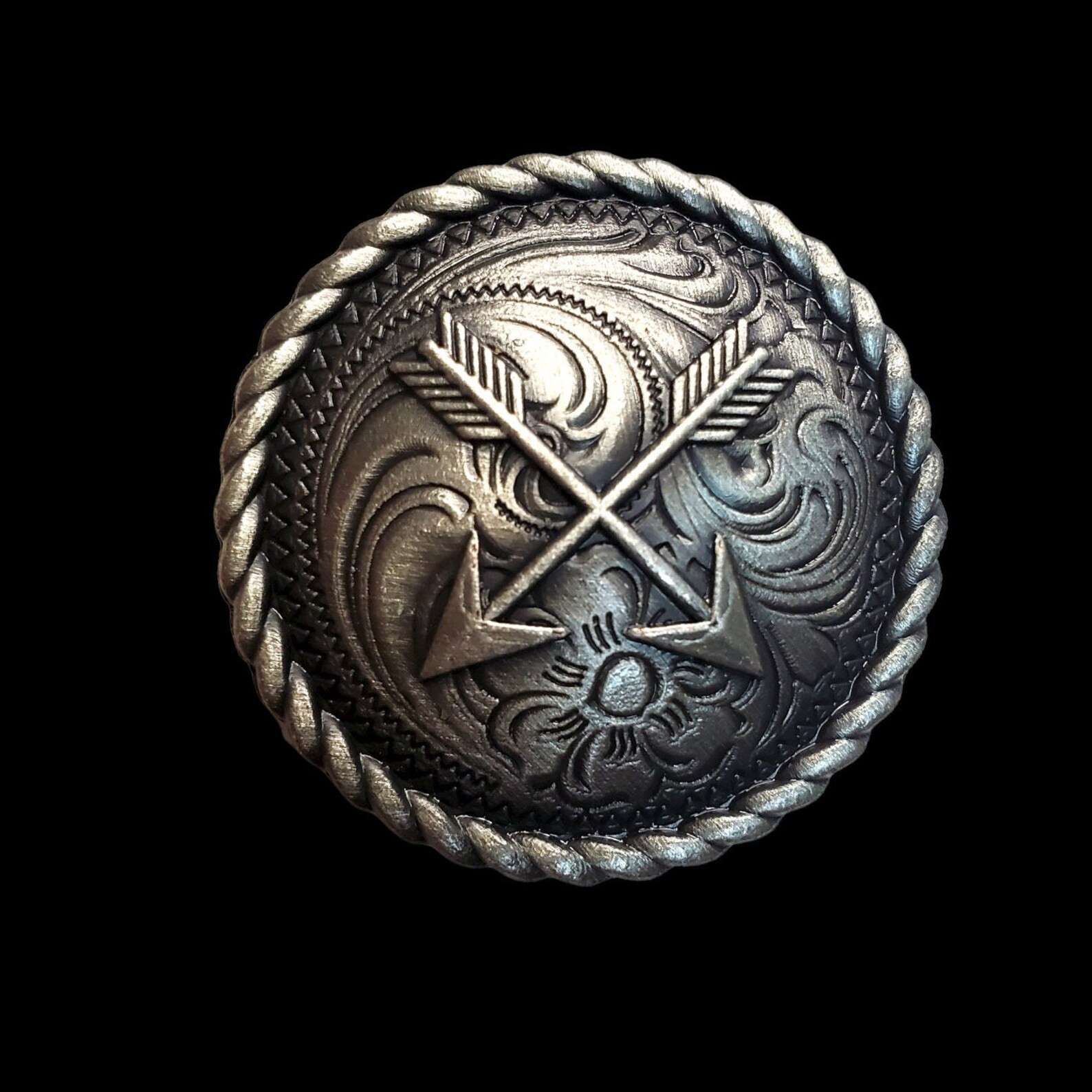 Set of 6 - Saddle Set Conchos With Arrows in Antique Nickel - Etsy