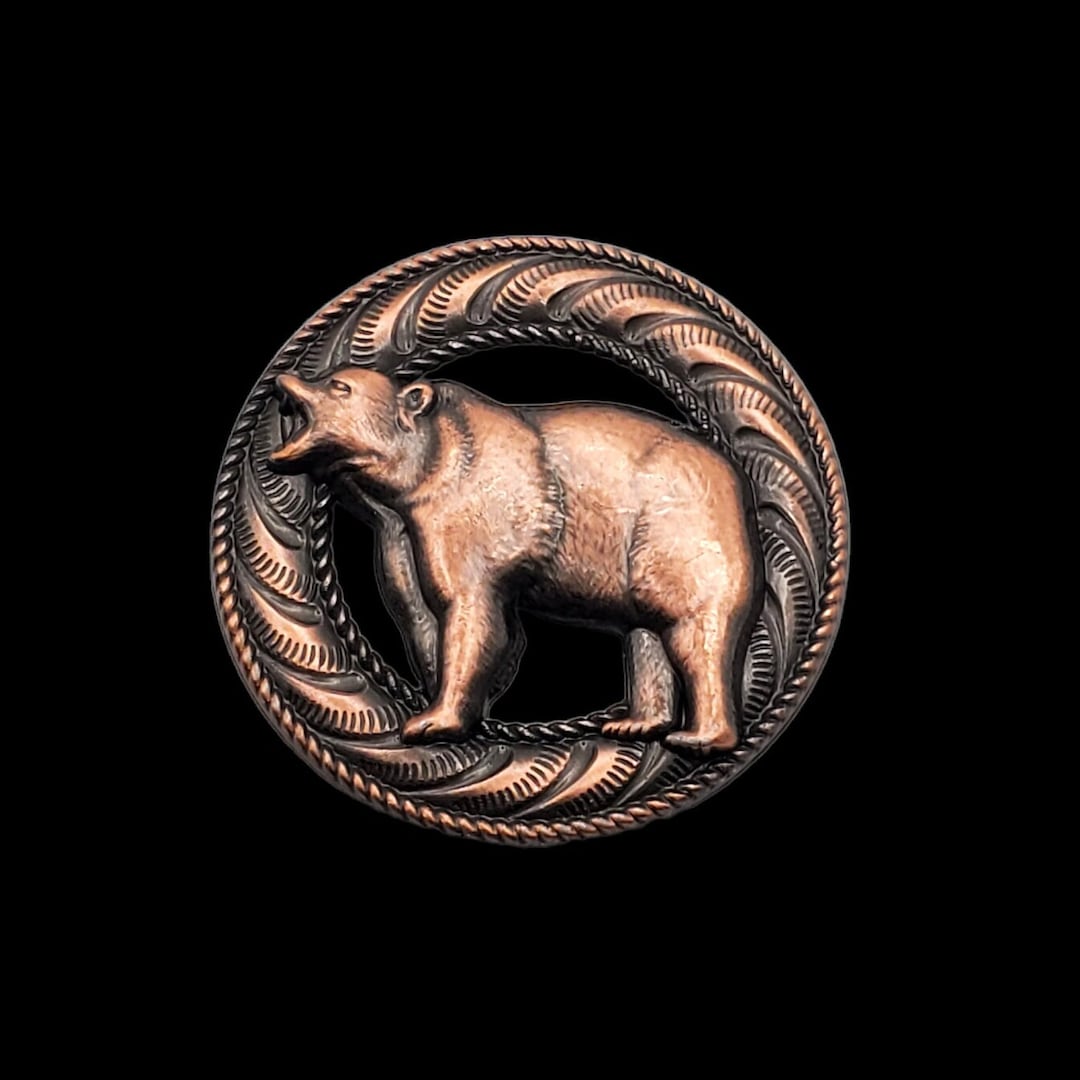 1-3/8" Bear Screw-back Concho Antique Copper Plated - Etsy