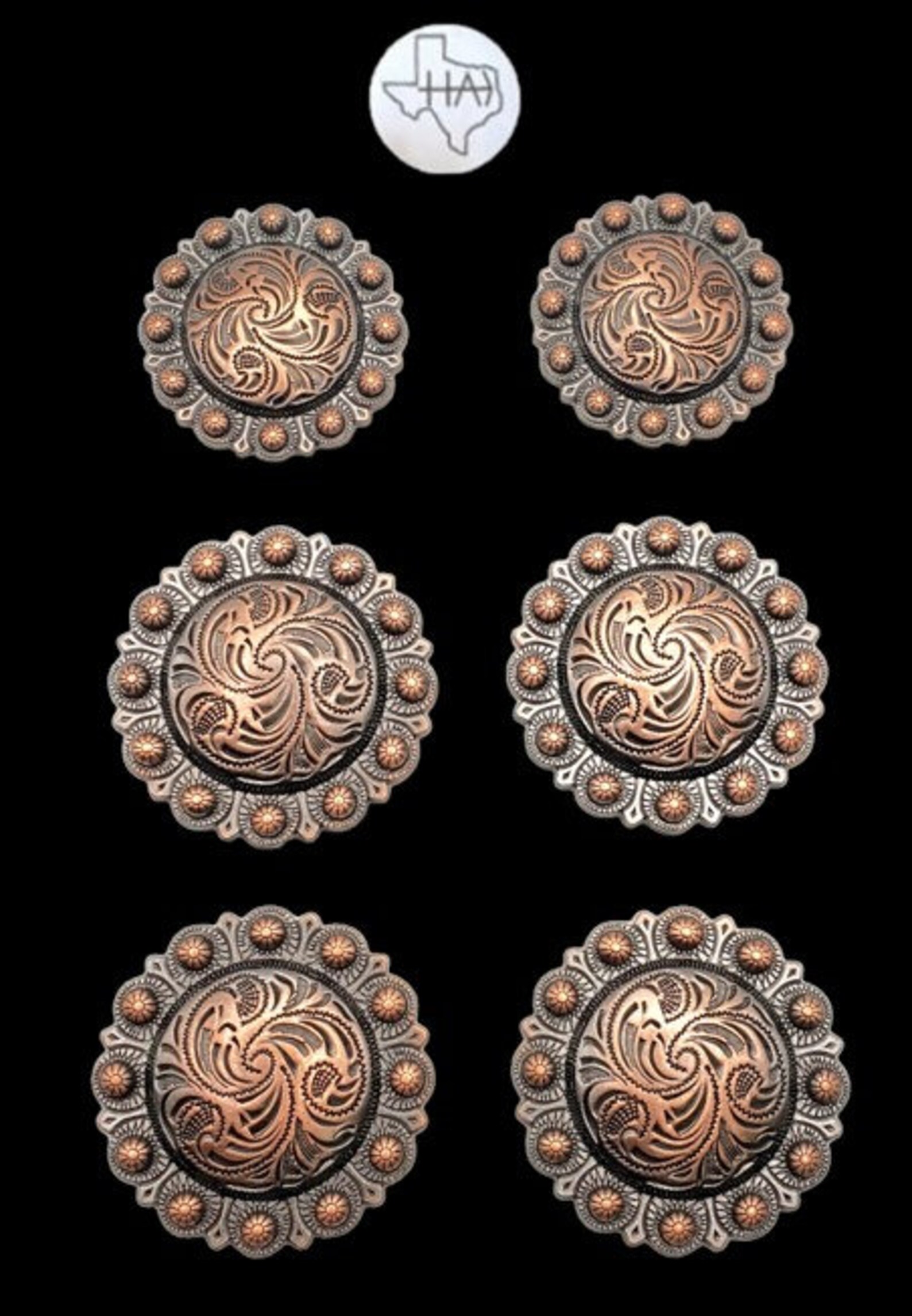 Set of 6 - Economy Saddle Set Flat Berry Conchos ACP - Etsy